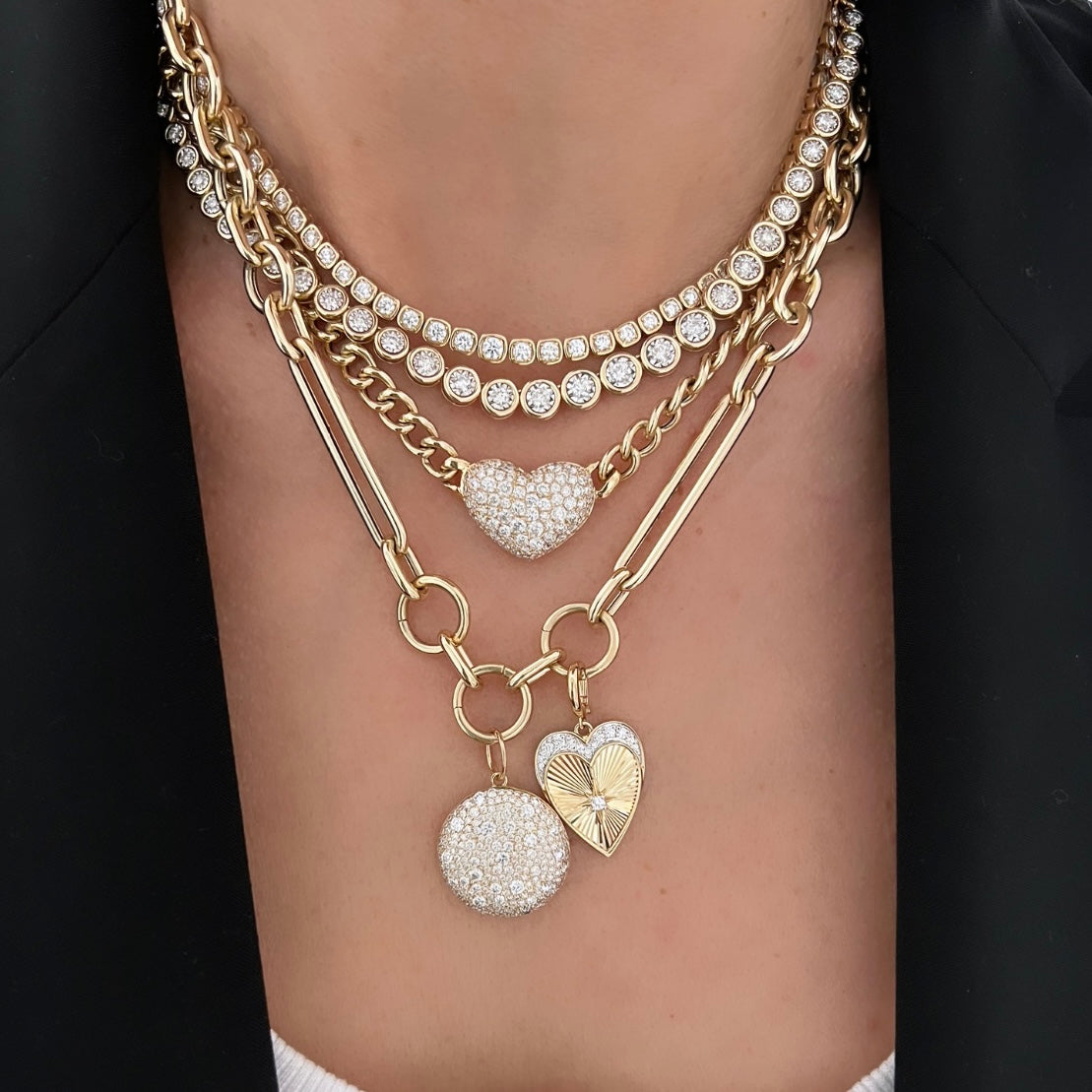 14KT Gold Diamond Luxe Rowyn Heart Necklace – DilaraSaatci
