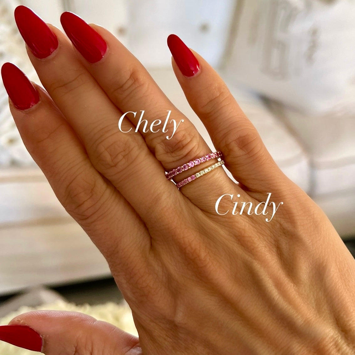 14KT Gold Diamond and Pink Sapphire Cindy Eternity Ring – DilaraSaatci