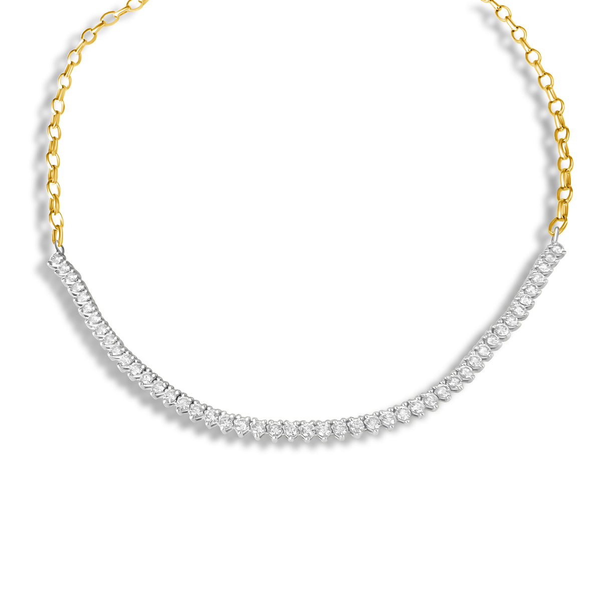 14KT Gold Diamond Simone Half Tennis Necklace On chain – DilaraSaatci