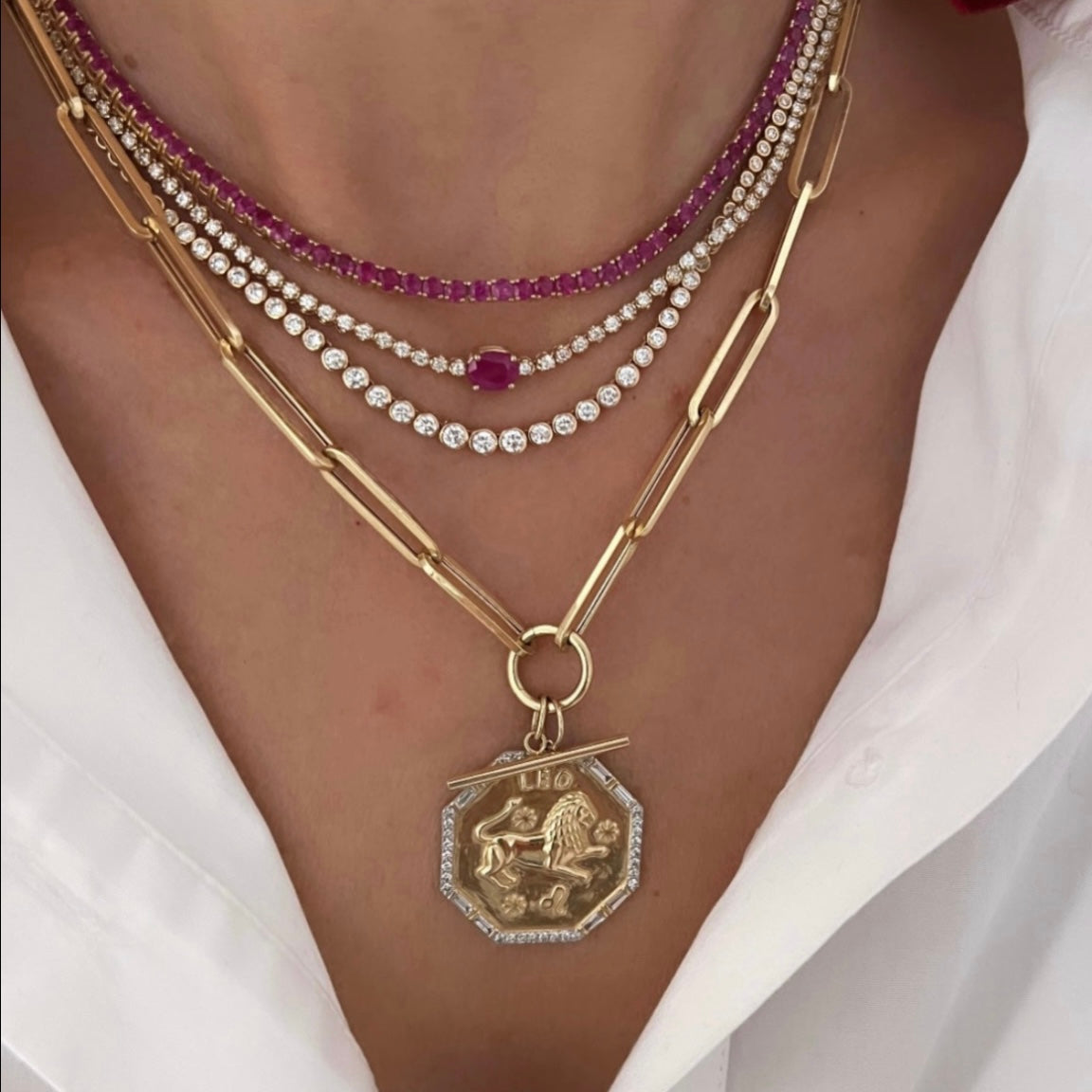 14KT Gold Ruby Signature Tennis Necklace – Dilara Saatci Jewelry